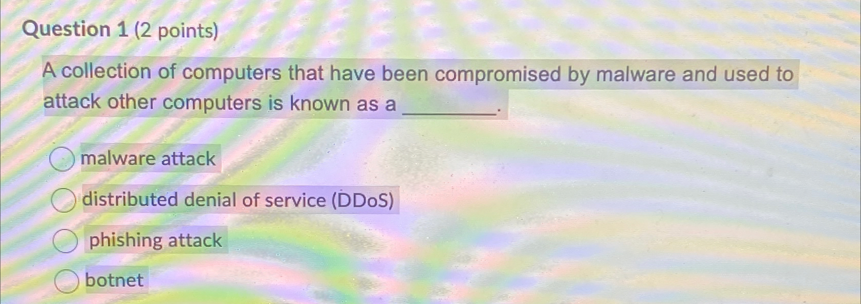 Solved Question 1 (2 ﻿points)A collection of computers that | Chegg.com