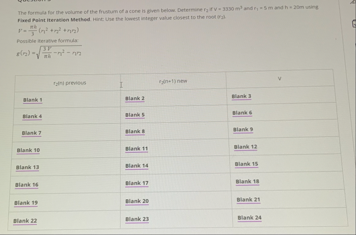 Solved ASAP The formula for the volume of the frustum of a | Chegg.com