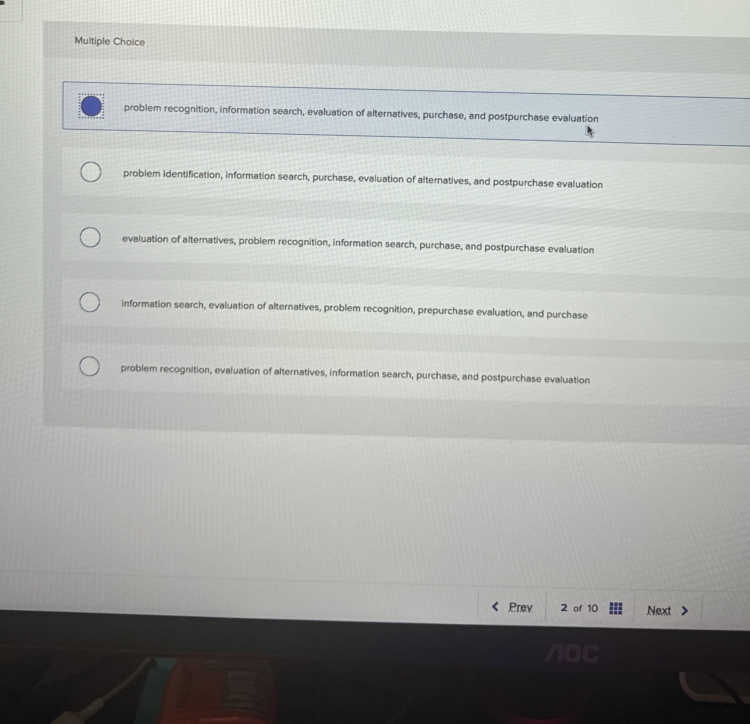 Solved Multiple Choiceproblem recognition, information | Chegg.com
