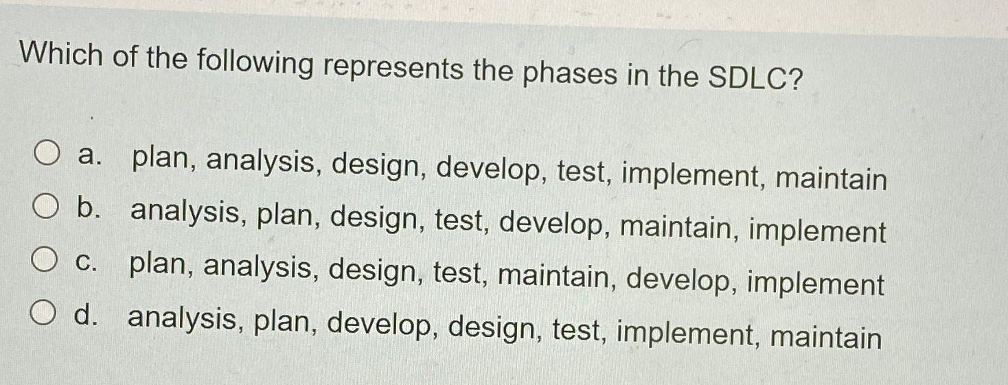 Solved Which Of The Following Represents The Phases In The 