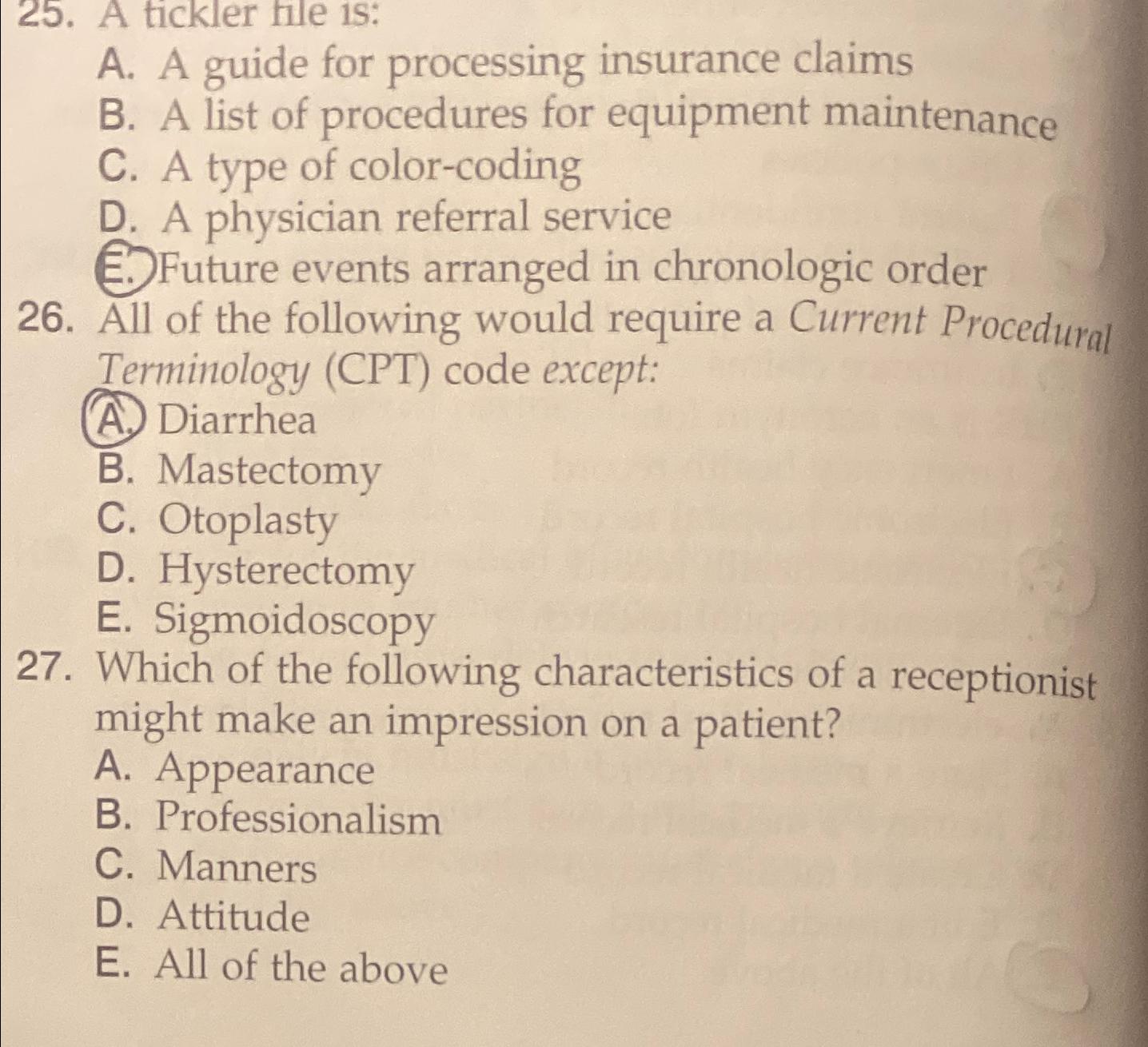 Solved A tickler file is:A. ﻿A guide for processing | Chegg.com