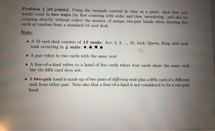 Solved Problem 1 (10 points). Using the example covered in | Chegg.com