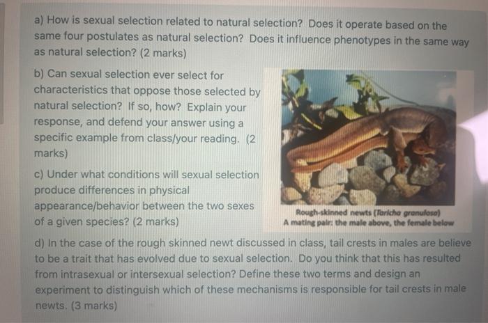 Solved a) How is sexual selection related to natural | Chegg.com