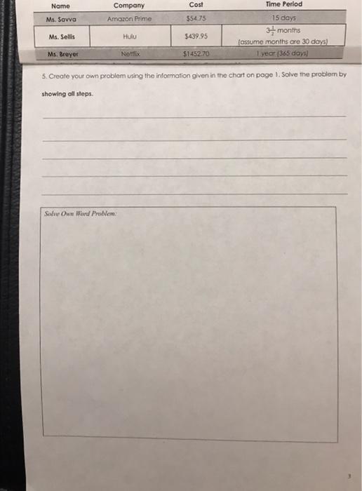 Solved 5. Create your own problem using the information | Chegg.com