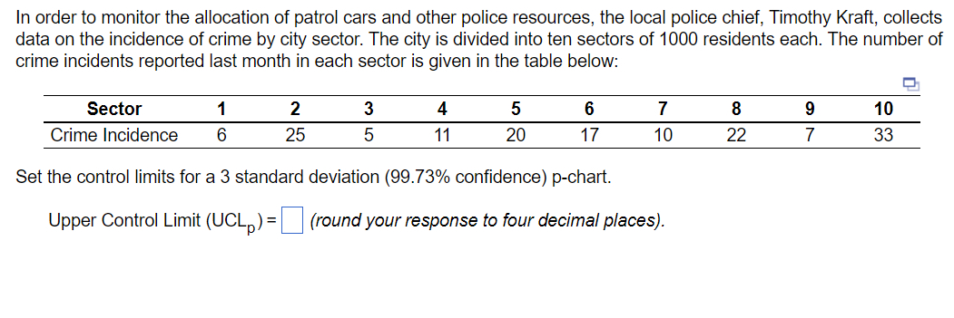 Solved In order to monitor the allocation of patrol cars and | Chegg.com