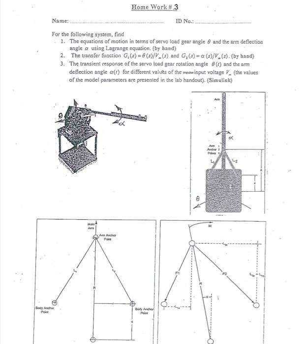 Solved For the following system, find 1. The equations of | Chegg.com