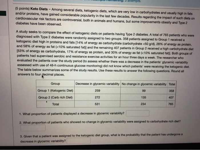 Solved PJ Hoy ! 3 attempts. (5 points) Keto Diets - Among | Chegg.com