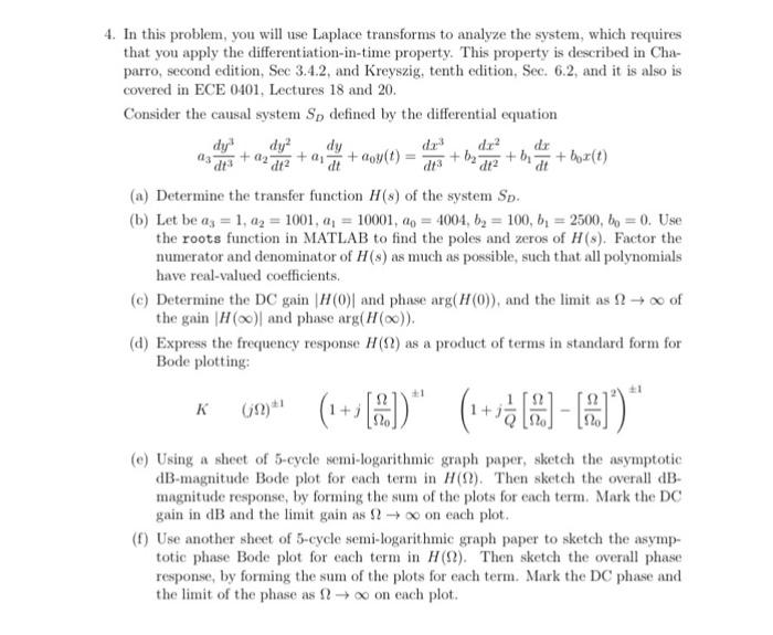 Solved 4. In this problem, you will use Laplace transforms | Chegg.com