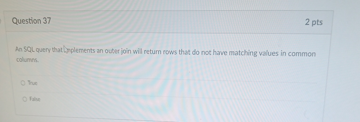 Solved Question 372 ﻿ptsAn SQL query that Gnplements an | Chegg.com