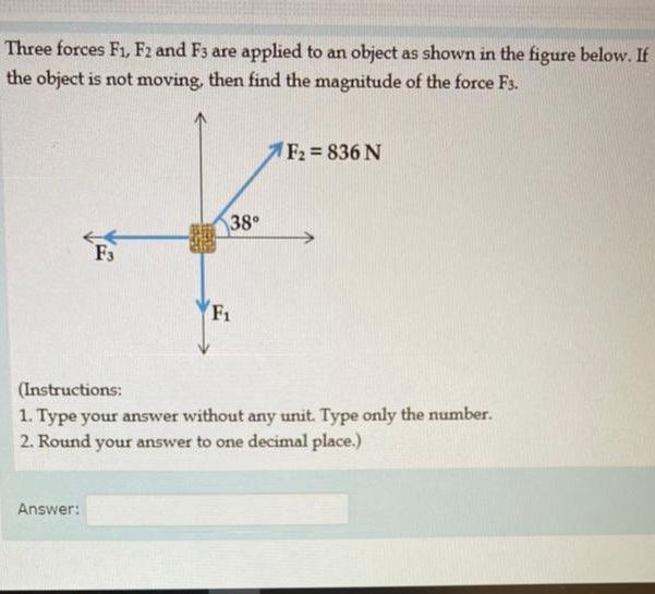 Solved Three Forces F1 F2 And F3 Are Applied To An Object