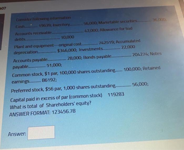 Solved 207 Consider following information Cash...19639; | Chegg.com Solved 207 Consider following information Cash...19639; | Chegg.com