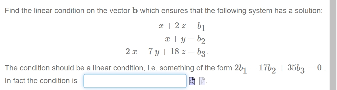 Solved Find the linear condition on the vector b ﻿which | Chegg.com