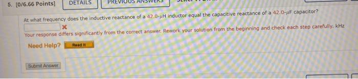 Solved At what frequency does the inductive reactance of a | Chegg.com
