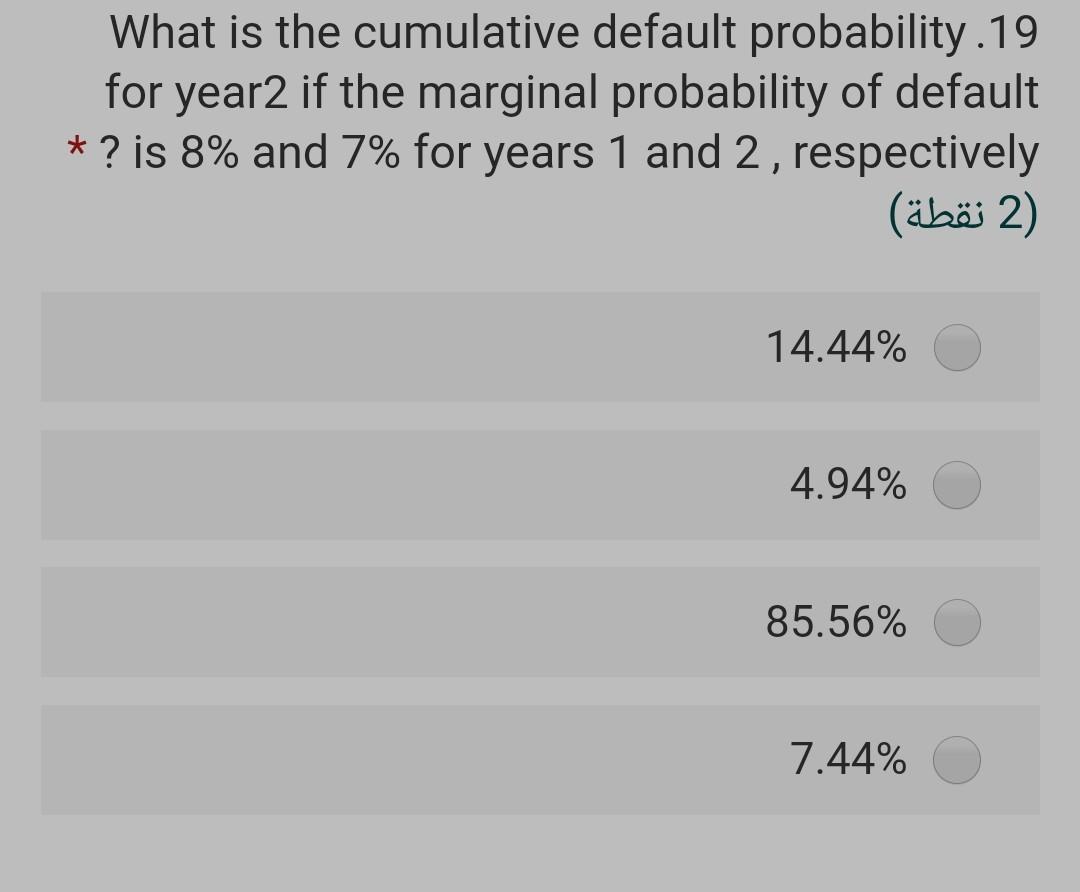 Solved What is the cumulative default probability.19 for | Chegg.com
