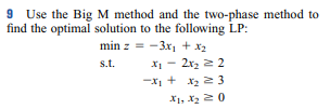 Solved 9 ﻿Use the Big M method and the two-phase method | Chegg.com