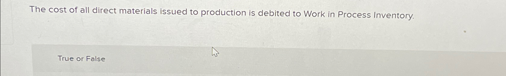 Solved The cost of all direct materials issued to production | Chegg.com