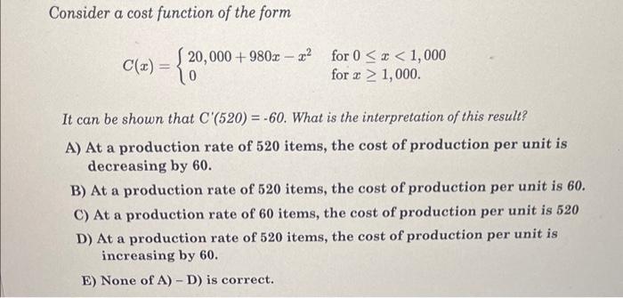 Solved Consider a cost function of the form | Chegg.com