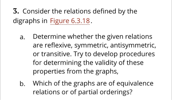 Solved 3. Consider the relations defined by the digraphs in | Chegg.com