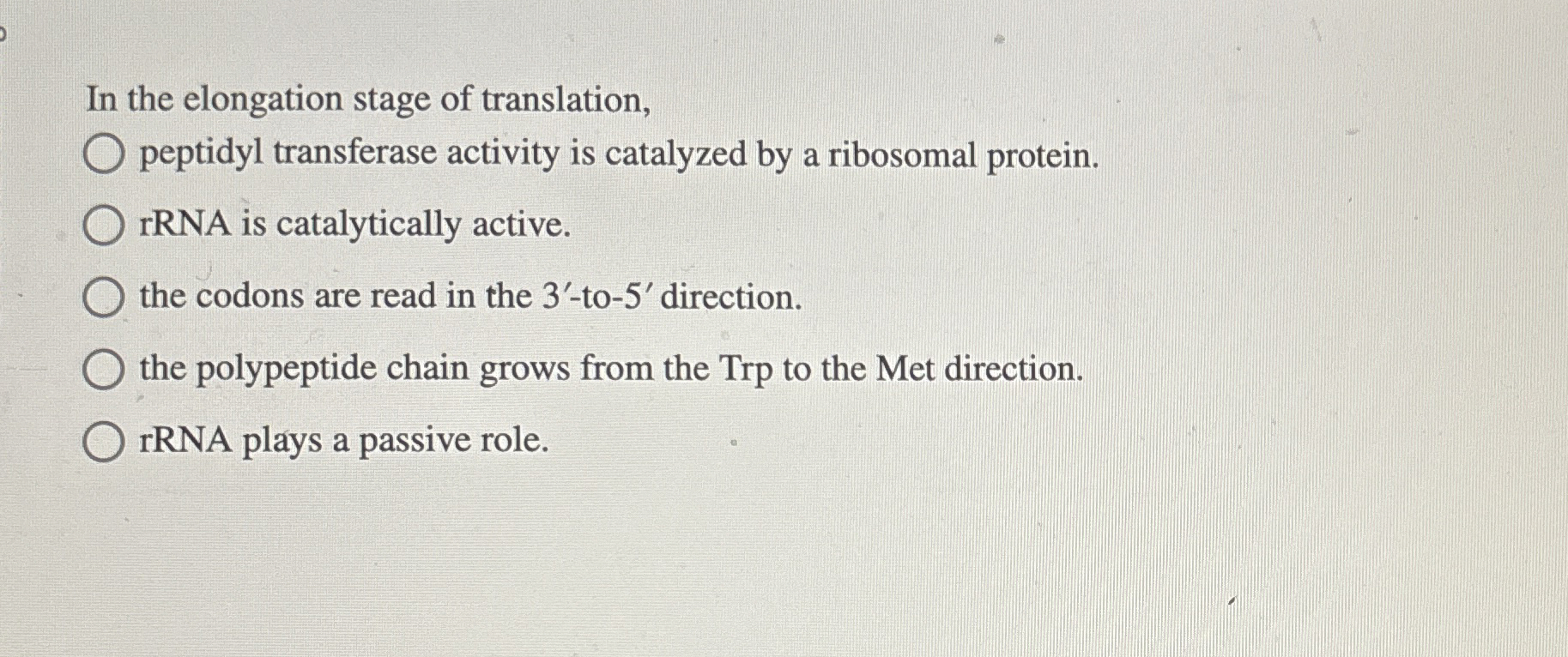 Solved In the elongation stage of translation,peptidyl | Chegg.com