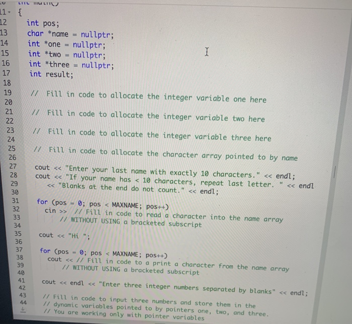 Solved 1. Complete the program by filling in the code. This | Chegg.com