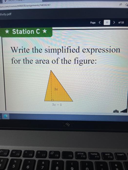 Solved Write the simplified expression for the area of the | Chegg.com