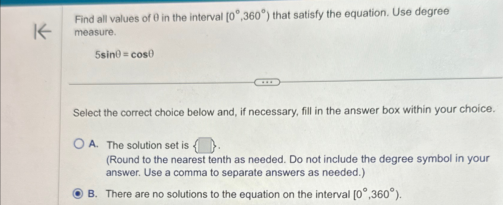 Find all values of θ ﻿in the interval [0°,360°) ﻿that | Chegg.com