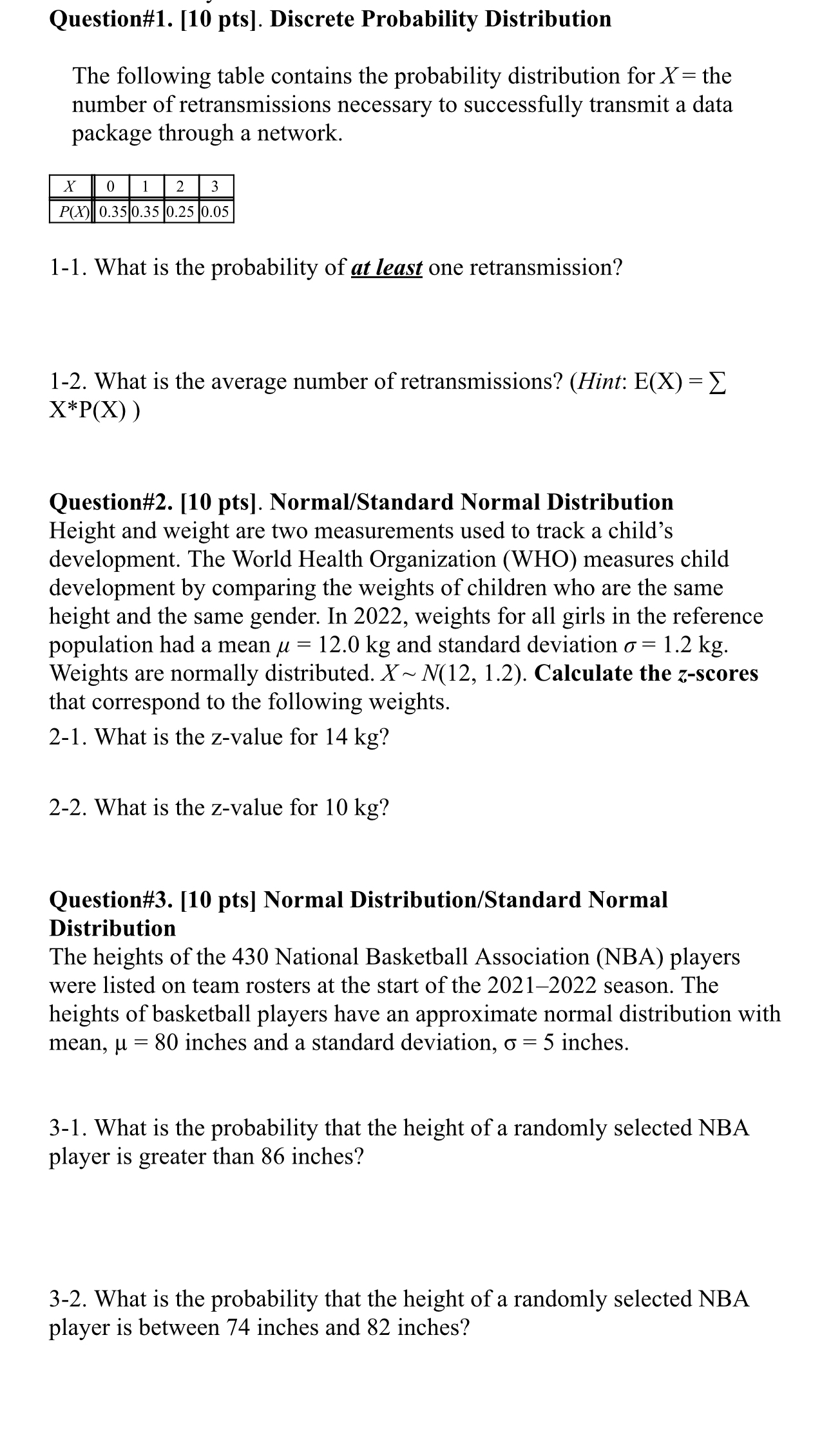 Solved Question#1. [10 ﻿pts]. ﻿Discrete Probability | Chegg.com