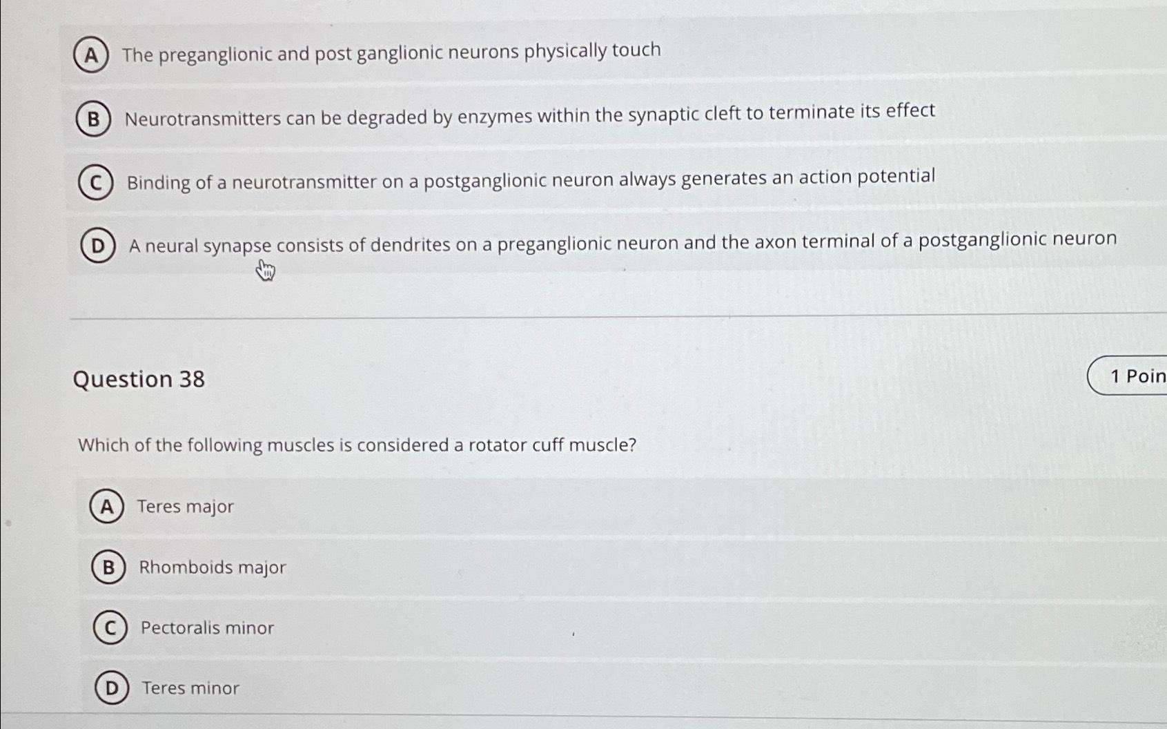Solved The preganglionic and post ganglionic neurons | Chegg.com
