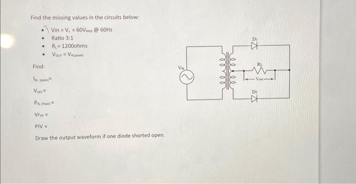 Solved Find the missing values in the circuits below: -) | Chegg.com