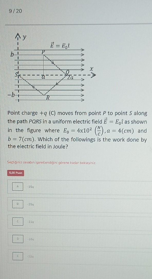 Solved Point charge +q(C) moves from point P to point S | Chegg.com
