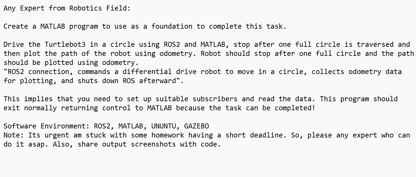 Any Expert from Robotics Feild:Create a MATLAB | Chegg.com