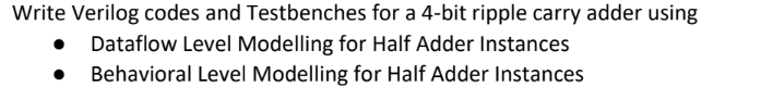 Solved Write Verilog codes and Testbenches for a 4-bit | Chegg.com