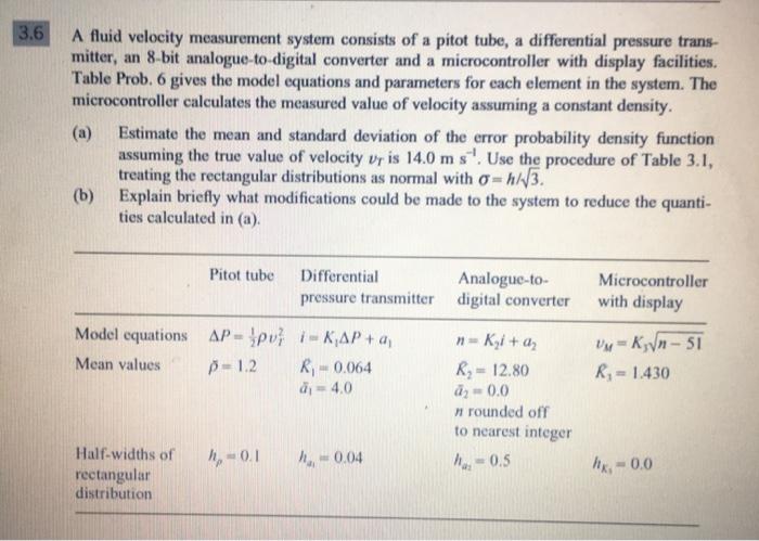 3.6 A fluid velocity measurement system consists of a | Chegg.com