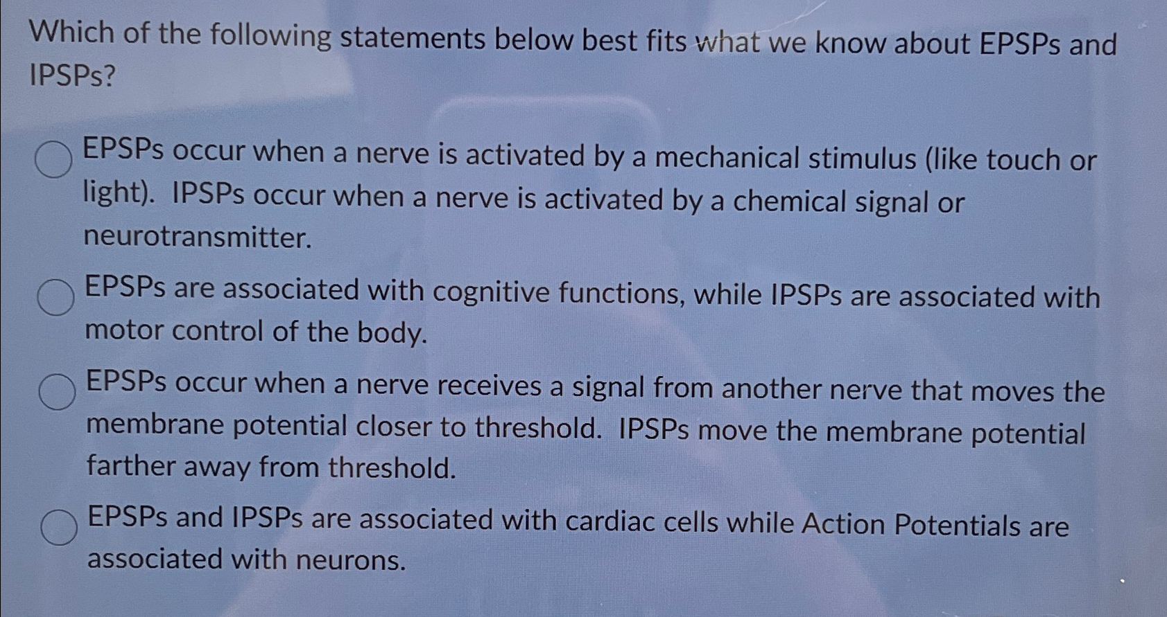Solved Which of the following statements below best fits | Chegg.com