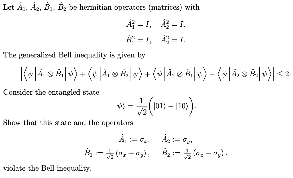 Solved The generalized Bell inequality is given | Chegg.com
