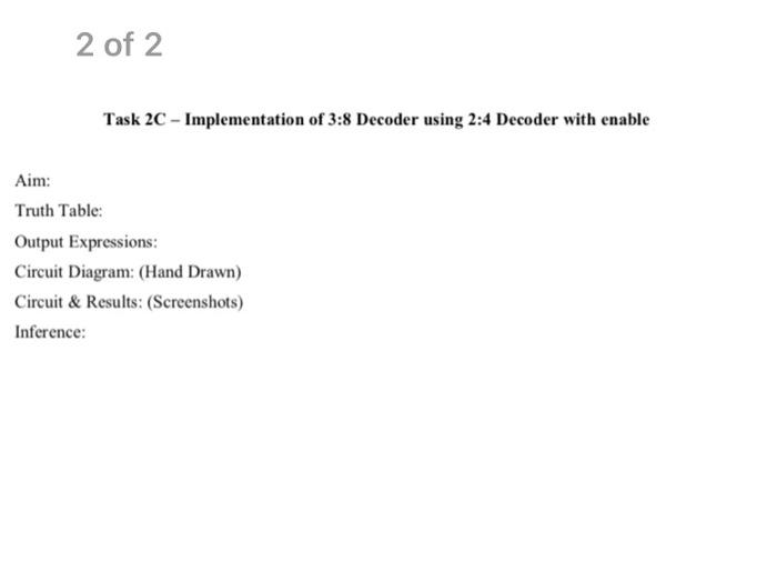 Solved Digital Logic and Design QuestionTask 2A – Construct | Chegg.com