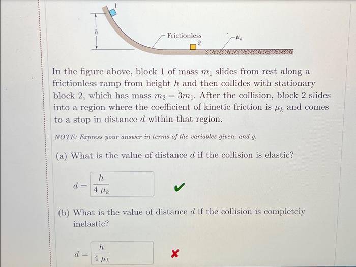 Solved In the figure above, block 1 of mass m1 slides from | Chegg.com