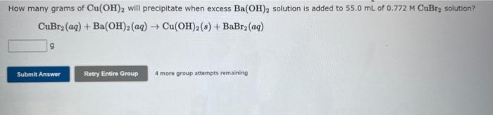 Solved How many grams of Cu(OH)2 will precipitate when | Chegg.com