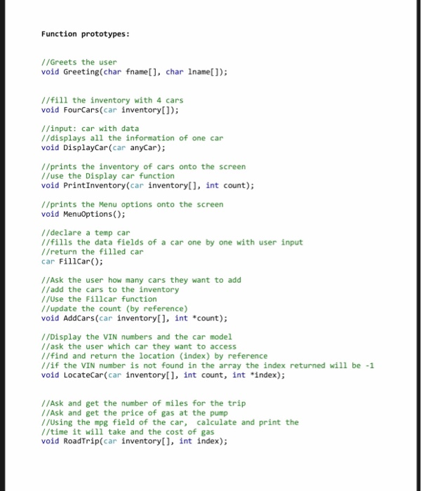 Solved Implement the Greeting function (prototype, | Chegg.com