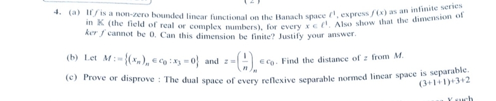 Solved (a) ﻿If f ﻿is a non-zero bounded linear functional on | Chegg.com