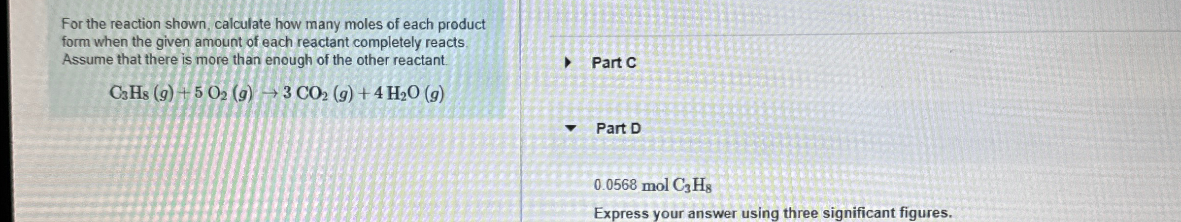 Solved For the reaction shown, calculate how many moles of | Chegg.com