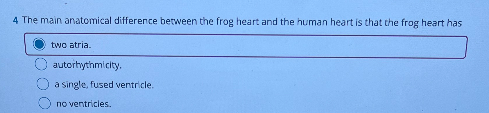 Solved 4 ﻿The main anatomical difference between the frog | Chegg.com