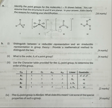 Solved a. ﻿Identify the point groups for the molecules I - | Chegg.com