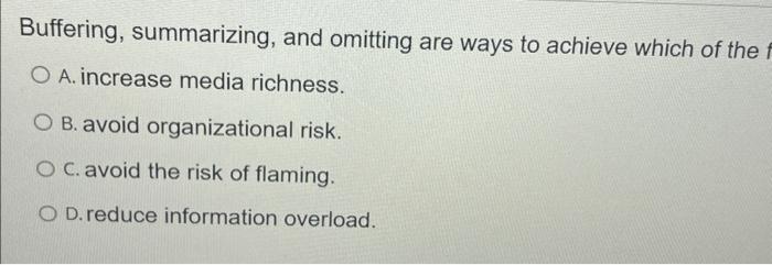 Solved Buffering, summarizing, and omitting are ways to | Chegg.com