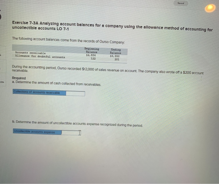 Solved Exercise 7-3A Analyzing account balances for a | Chegg.com