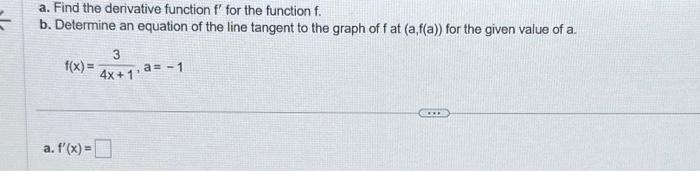 Solved a. Find the derivative function f′ for the function | Chegg.com