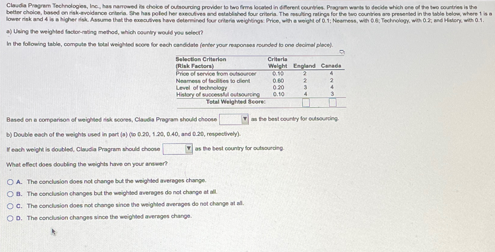 Solved Claudia Pragram Technologies, Inc., has narrowed its | Chegg.com