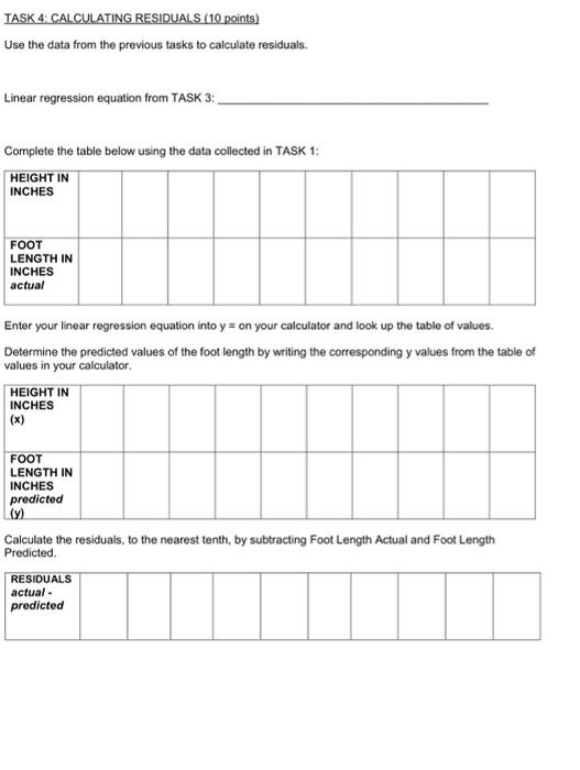 UNIT 7 PROJECT: Bivariate Data Tasks DUE DATE: Name: | Chegg.com