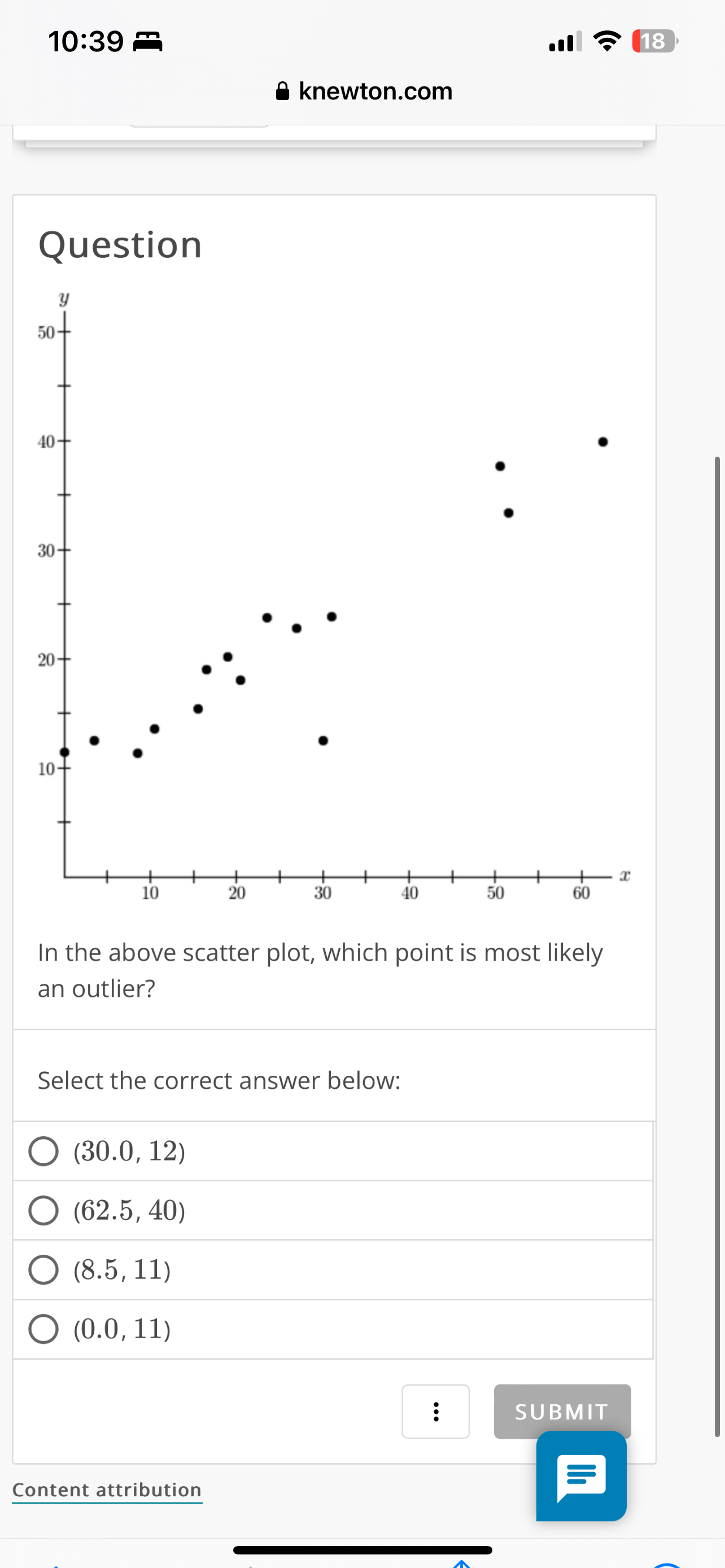 Solved 10:39 ﻿m18knewton.comIn the above scatter plot, which | Chegg.com