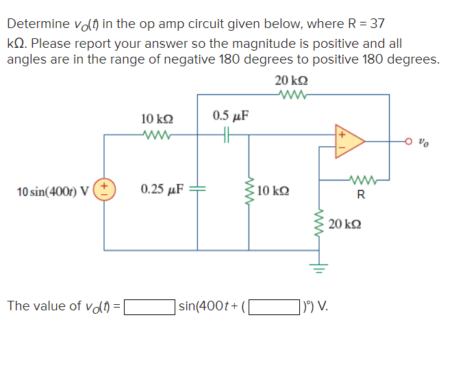 Solved Determine vO(t) ﻿in the op amp circuit given below, | Chegg.com